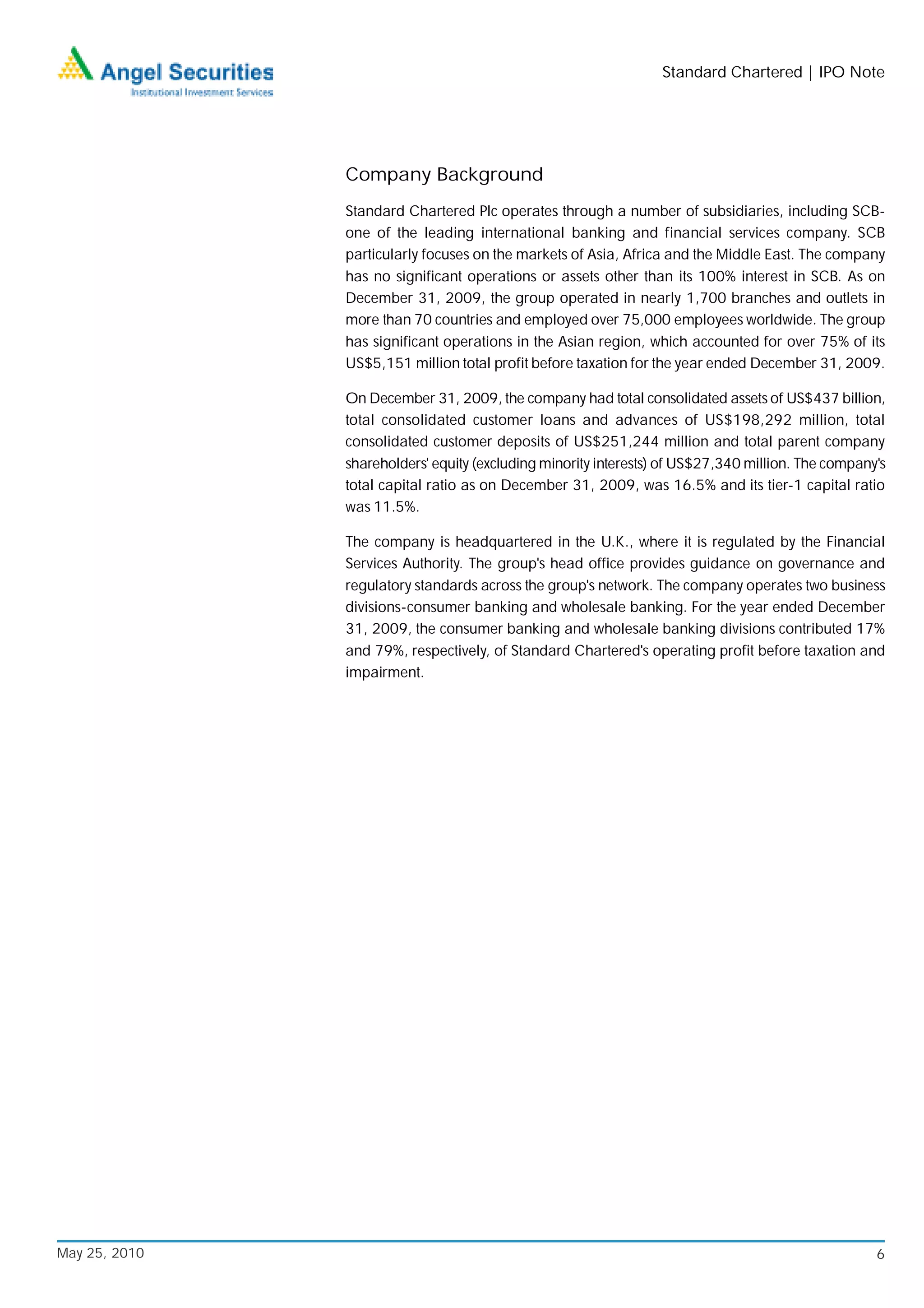 Standard chartered ipo note - 25-05-10 | PDF