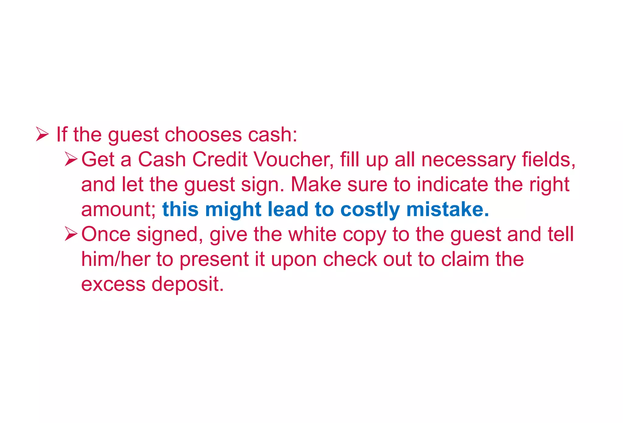 Standard Check-in Procedure.ppt1.ppt | Credit Cards | Personal Debt