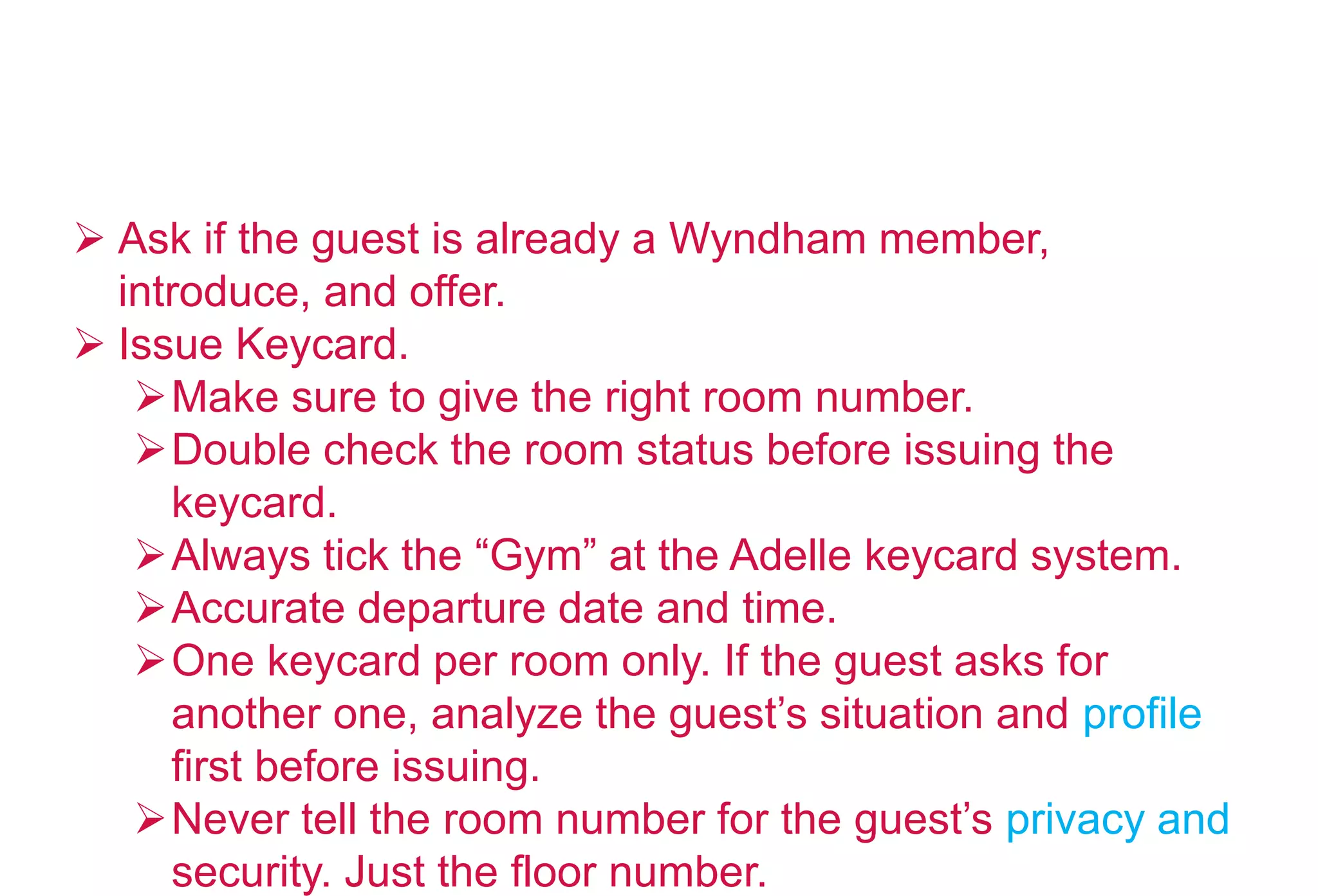Standard Check-in Procedure.ppt1.ppt | Credit Cards | Personal Debt