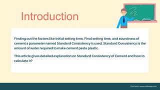 How to determine Standard consistency of cement? | PPTX