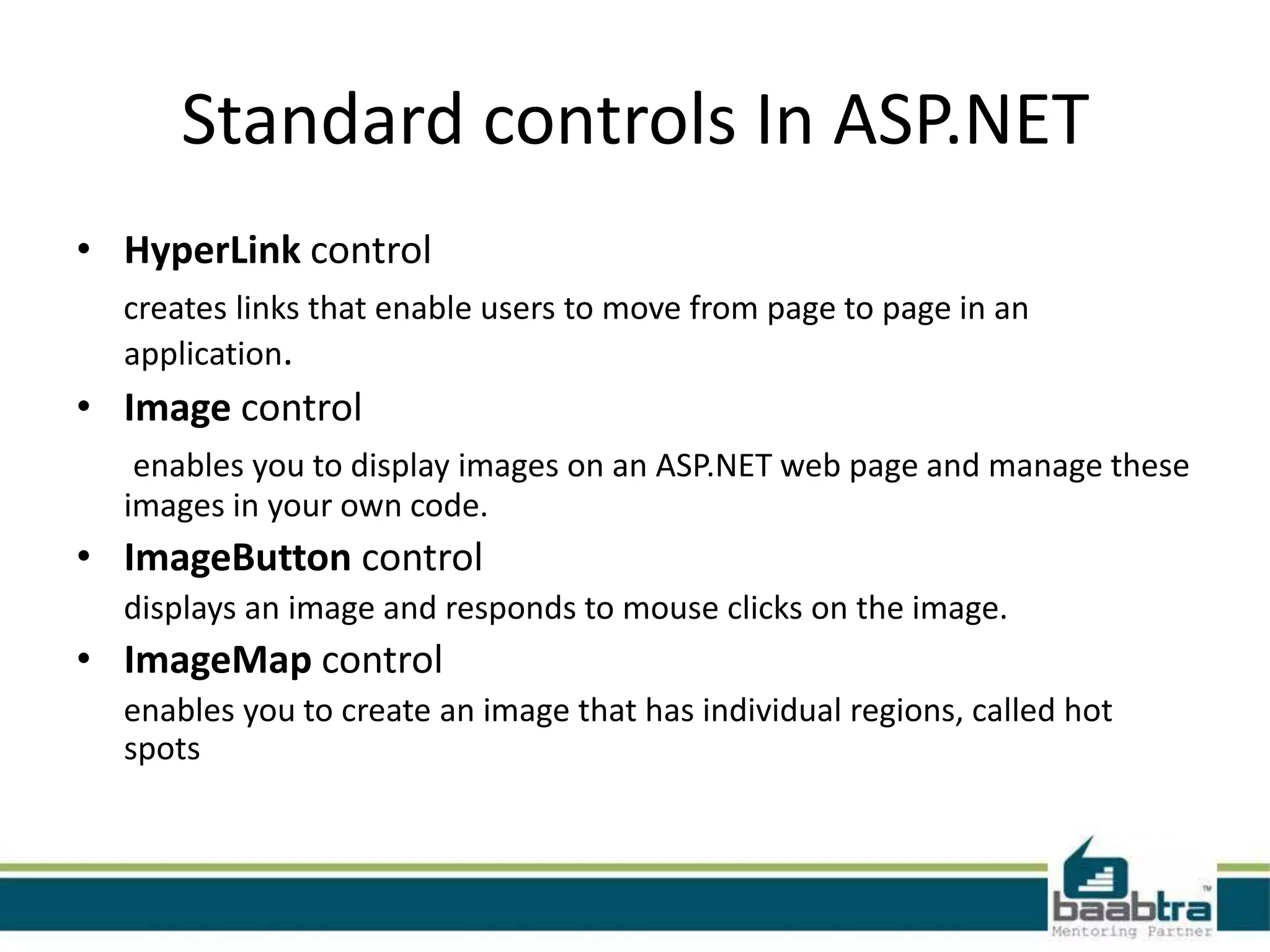 Standard control in asp.net