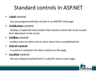 Standard control in asp.net