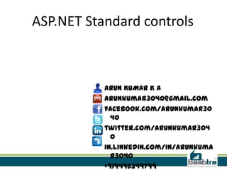 Standard control in asp.net
