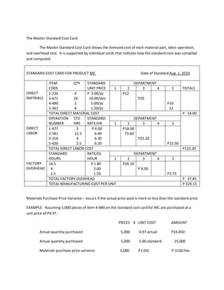 Standard costing | DOCX