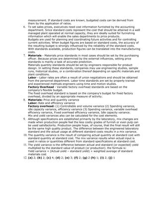 Standard costing and variance analysis case study | DOCX