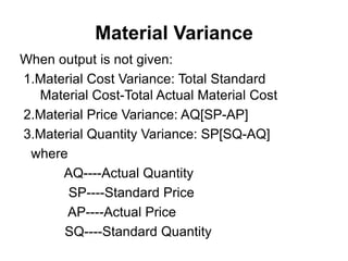 Standard costs and variance analysis | PPTX