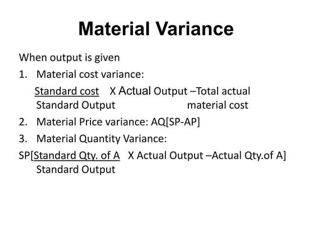 Standard costs and variance analysis | PPTX | Business | Business and ...