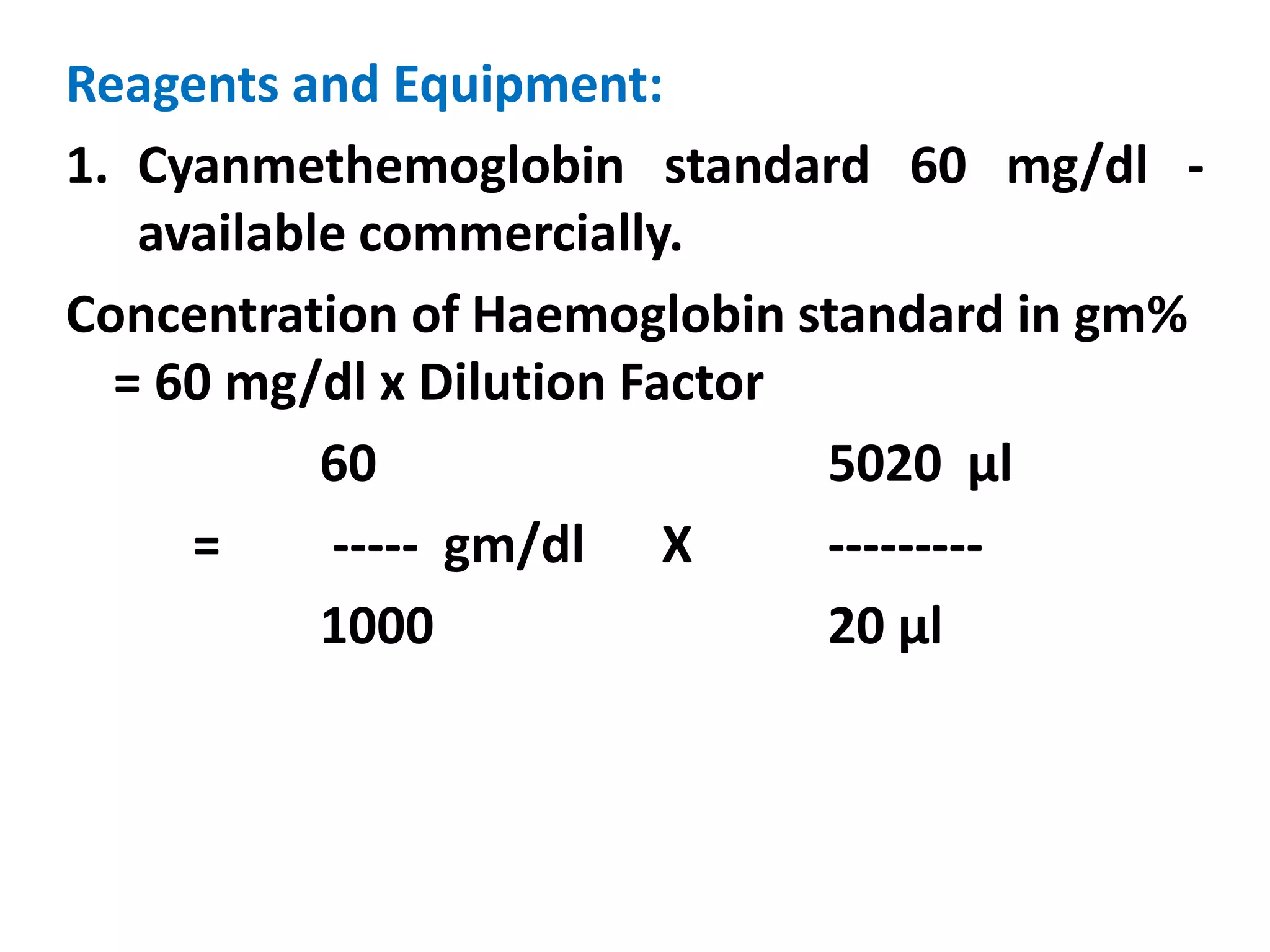 Standard curve of haemoglobin | PPTX
