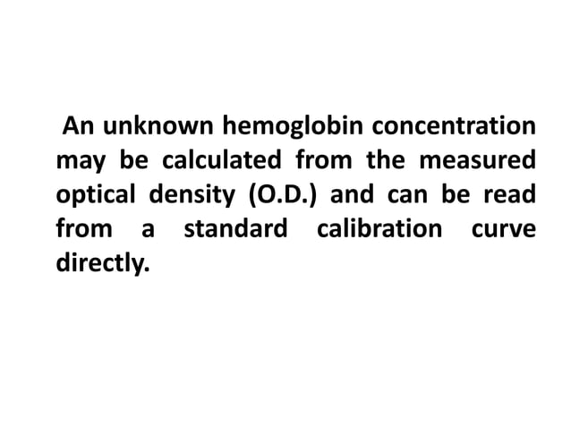 Standard curve of haemoglobin | PPTX | Chemistry | Science