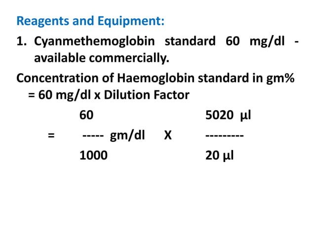 Standard curve of haemoglobin | PPTX | Chemistry | Science
