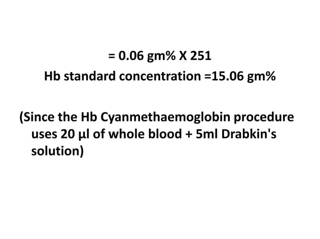 Standard curve of haemoglobin | PPTX | Chemistry | Science