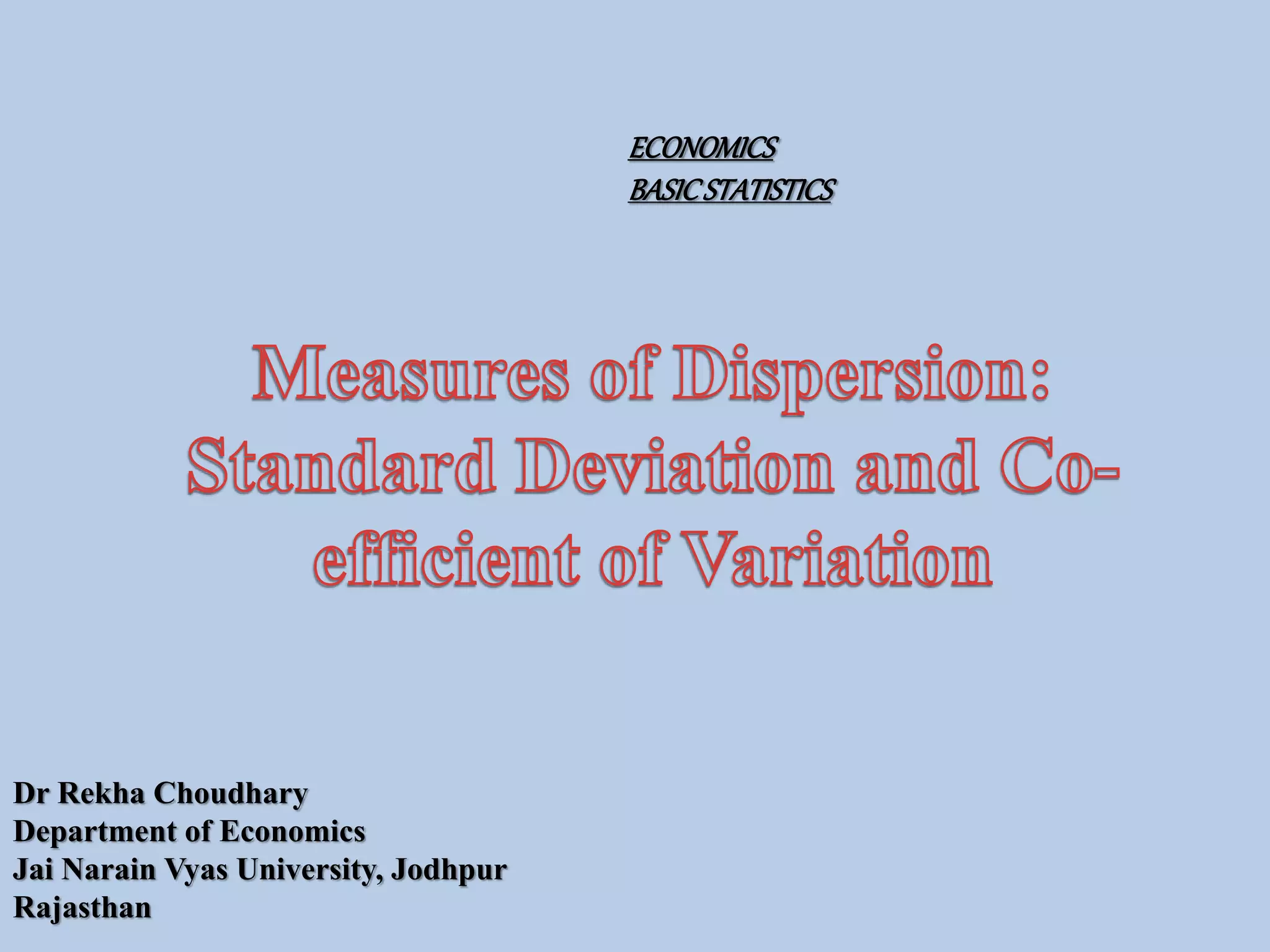 Measures of Dispersion: Standard Deviation and Co- efficient of Variation | PPT