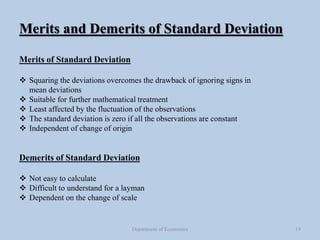 Measures of Dispersion: Standard Deviation and Co- efficient of ...