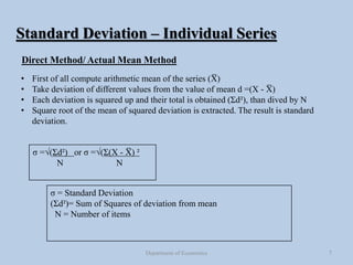 Measures of Dispersion: Standard Deviation and Co- efficient of ...