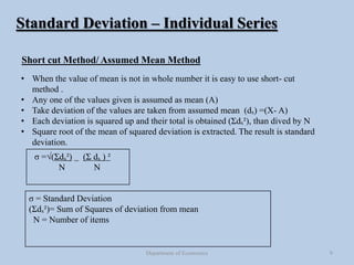 Measures of Dispersion: Standard Deviation and Co- efficient of ...