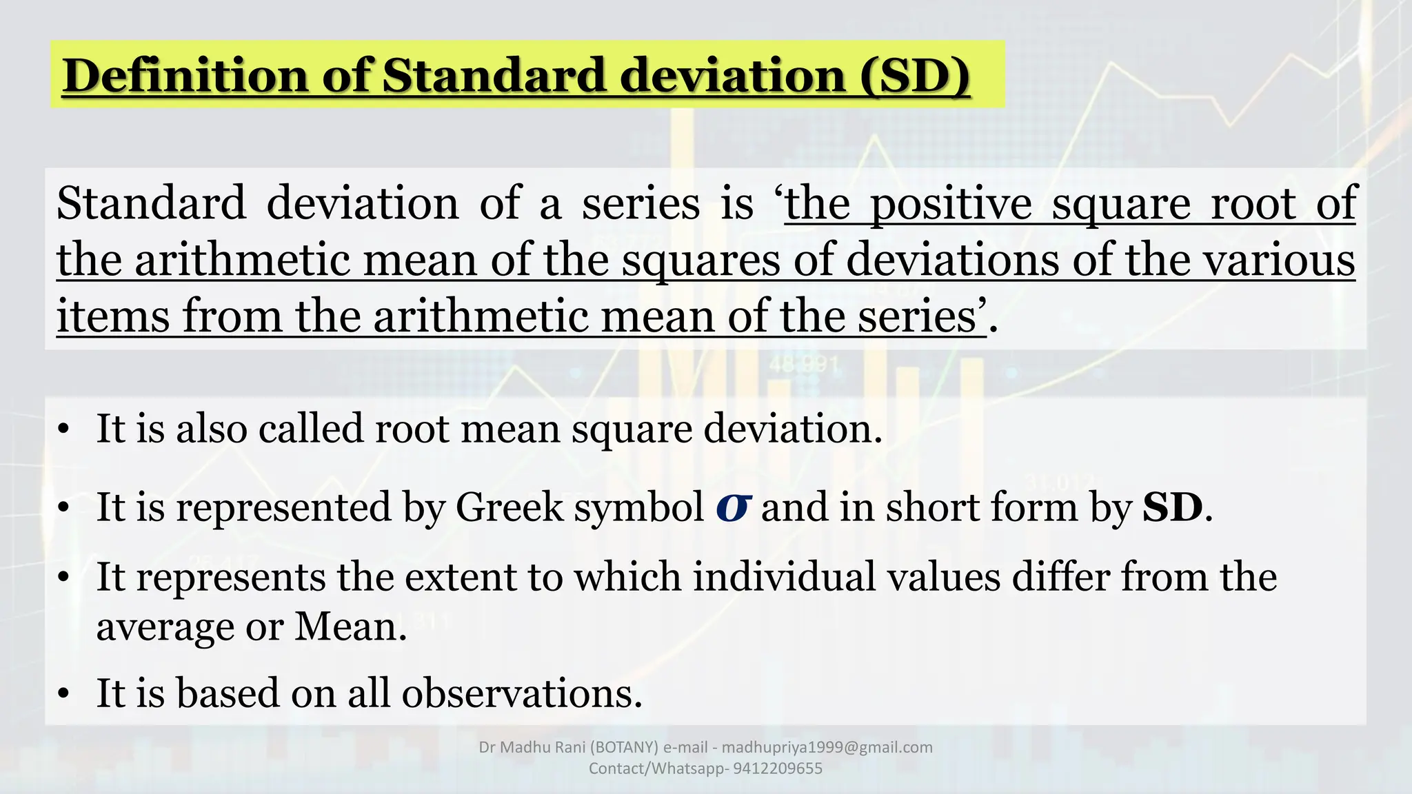 Unit 7 Biostatistics Standard Deviation Pdf