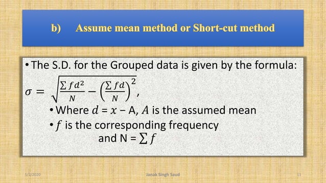 Standard deviation :grouped data/Continuous data | PPSX | Physics | Science