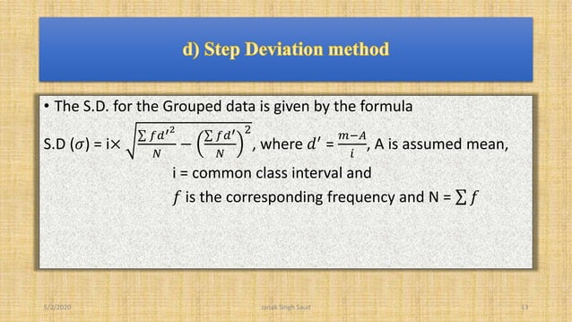 Standard Deviation Grouped Data Continuous Data Ppsx Physics Science