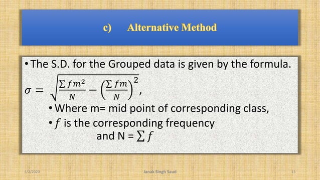 Standard Deviation Grouped Datacontinuous Data Ppsx Physics Science