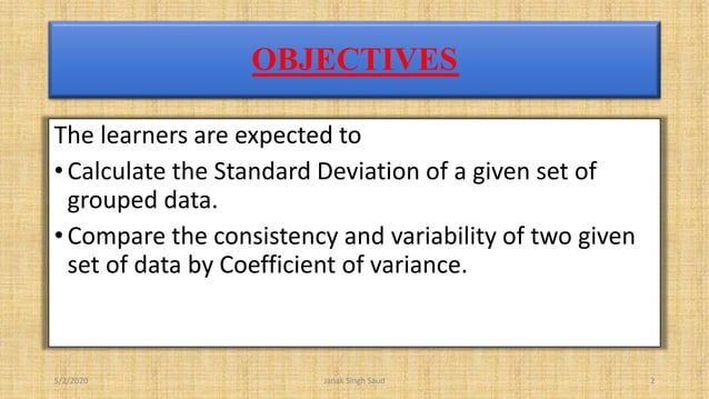 Standard deviation :grouped data/Continuous data | PPSX | Physics | Science