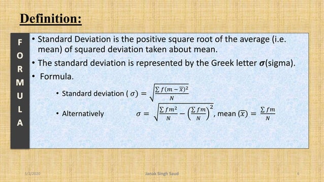 Standard deviation :grouped data/Continuous data | PPSX | Physics | Science