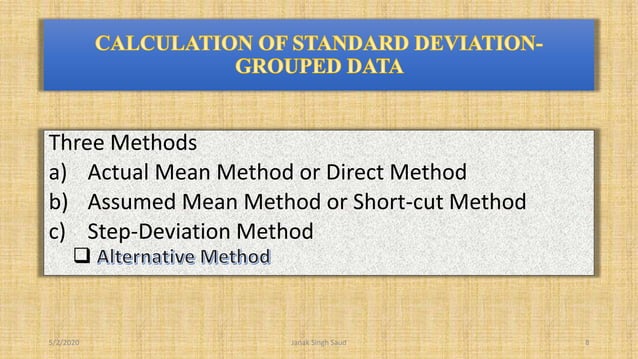 Standard deviation :grouped data/Continuous data | PPSX | Physics | Science