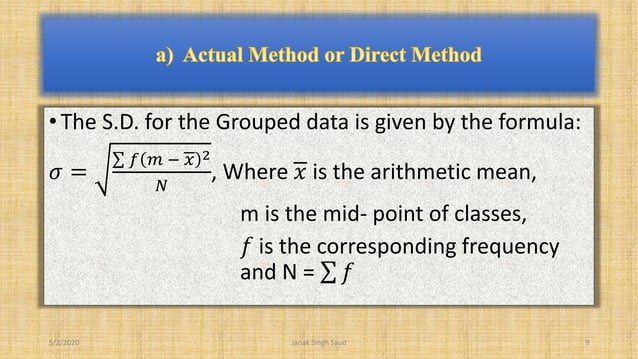 Standard Deviation Grouped Data Continuous Data Ppsx Physics Science
