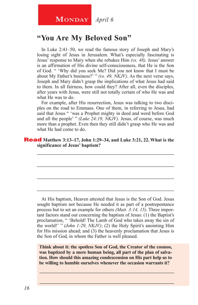 Lesson 2 | Standard edition | Baptism and the Temptations | The Book of ...