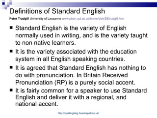 Standard English Dialect | PPT | Education