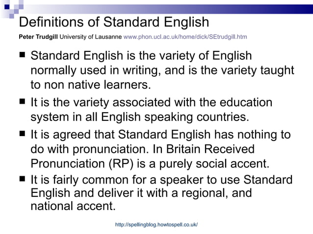 Standard English Dialect | PPT