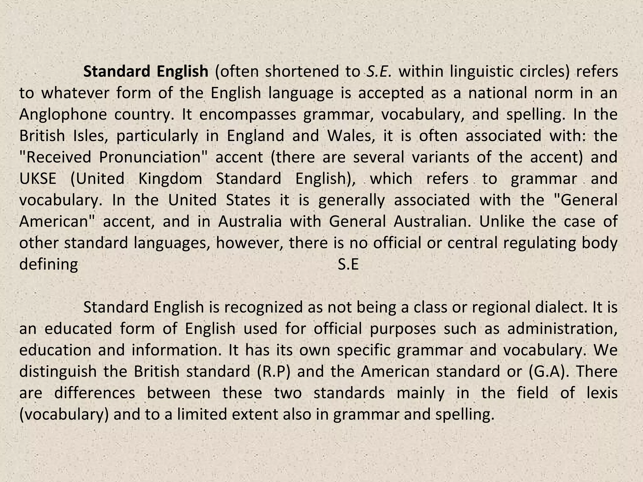 Standard english (slide) | PPT