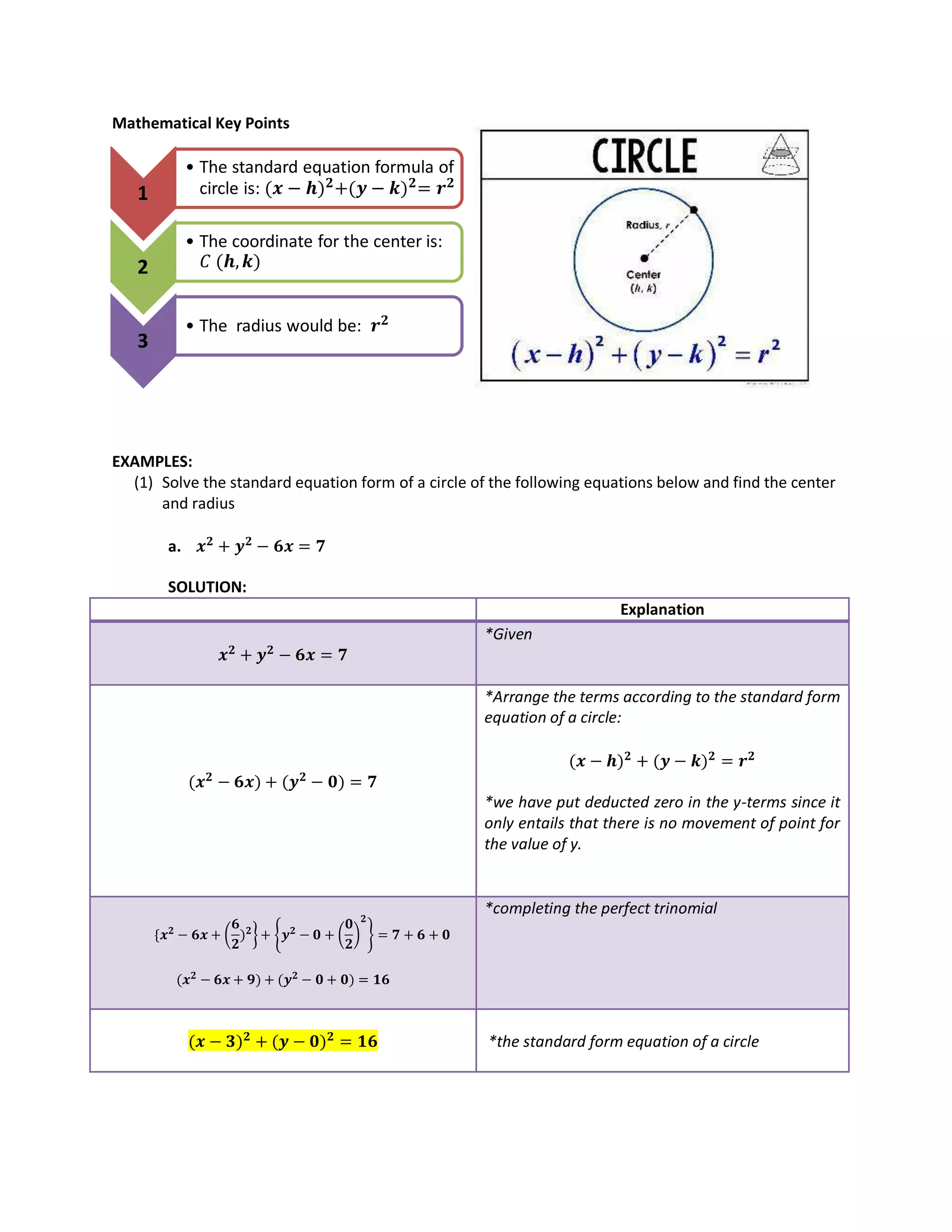 Standard equation of a circle | PDF