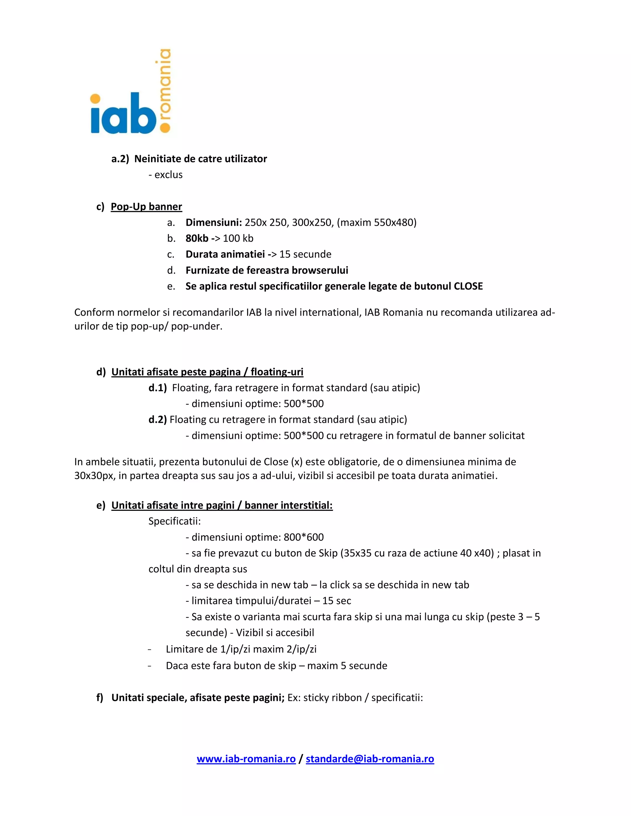 Standarde IAB Romania Display | PDF