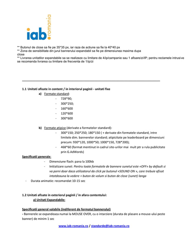 Standarde IAB Romania Display | PDF