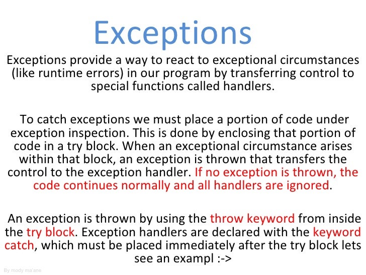 Standard Exceptions