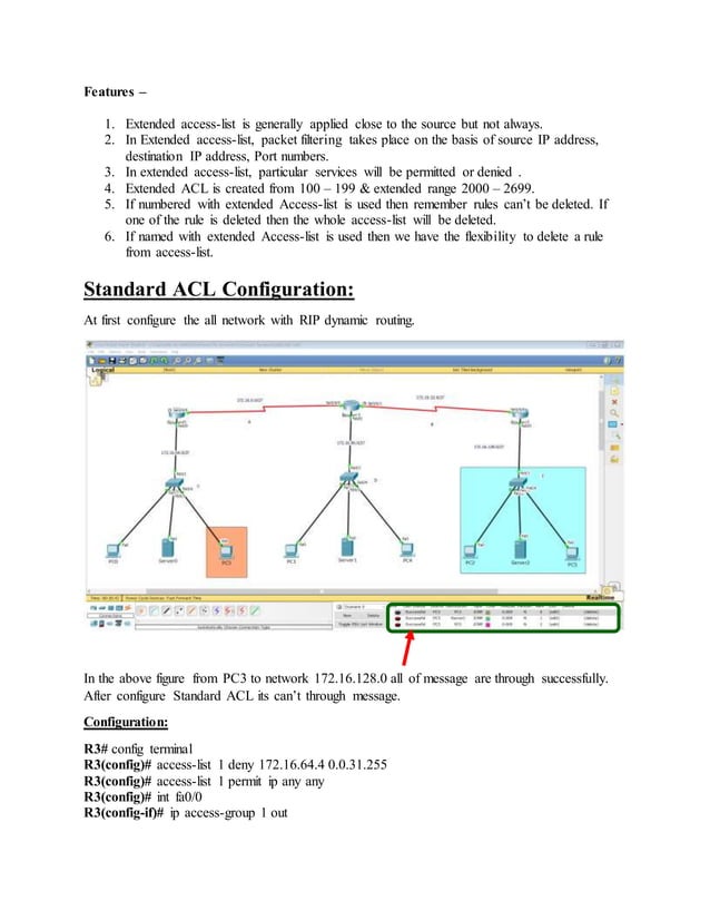 Standard And Extended Acl Configuration Docx
