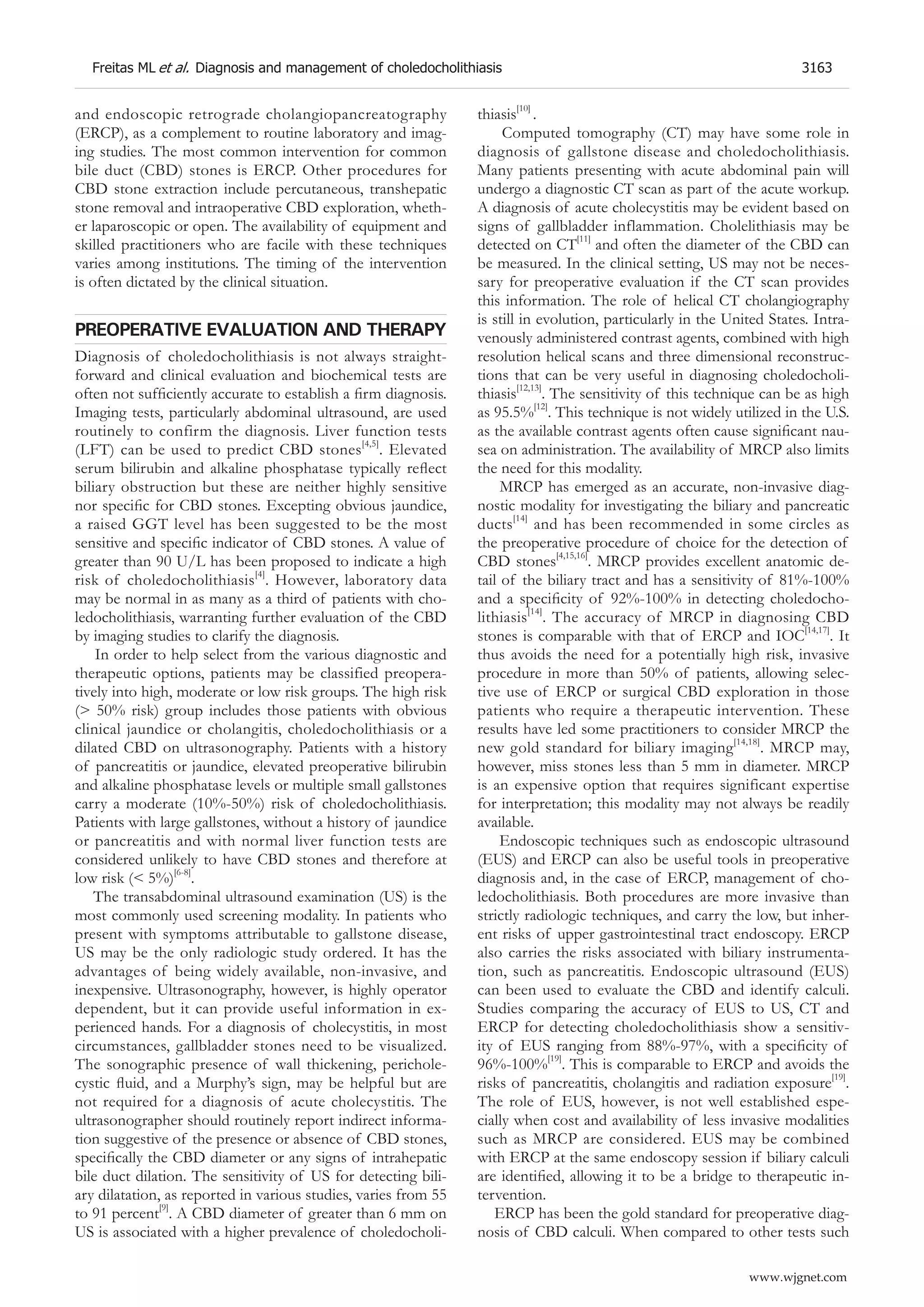 Standard for dx & tx for choledocholithiasis | PDF