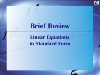 Brief Review: Linear Equations in Standard Form | PPT