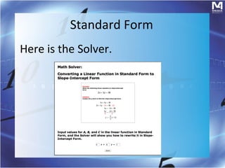 Brief Review: Linear Equations in Standard Form | PPT