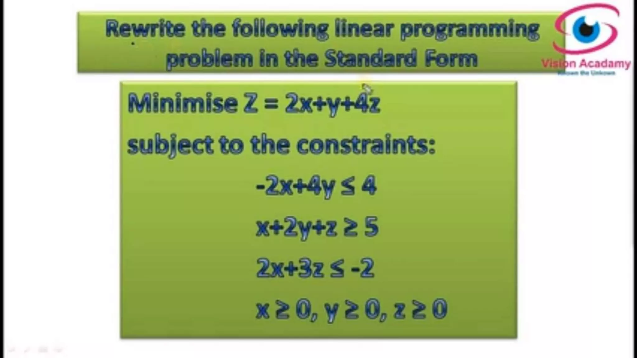 Standard Form Of Lpp Ppt