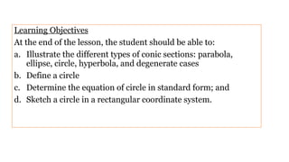 STANDARD FORM FOR CONIC SECTIONS PRE-CALCULUS SENIOR HIGH SCHOOL | PPT