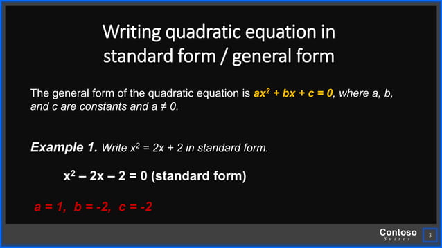 Standard form of quadratic function | PPTX