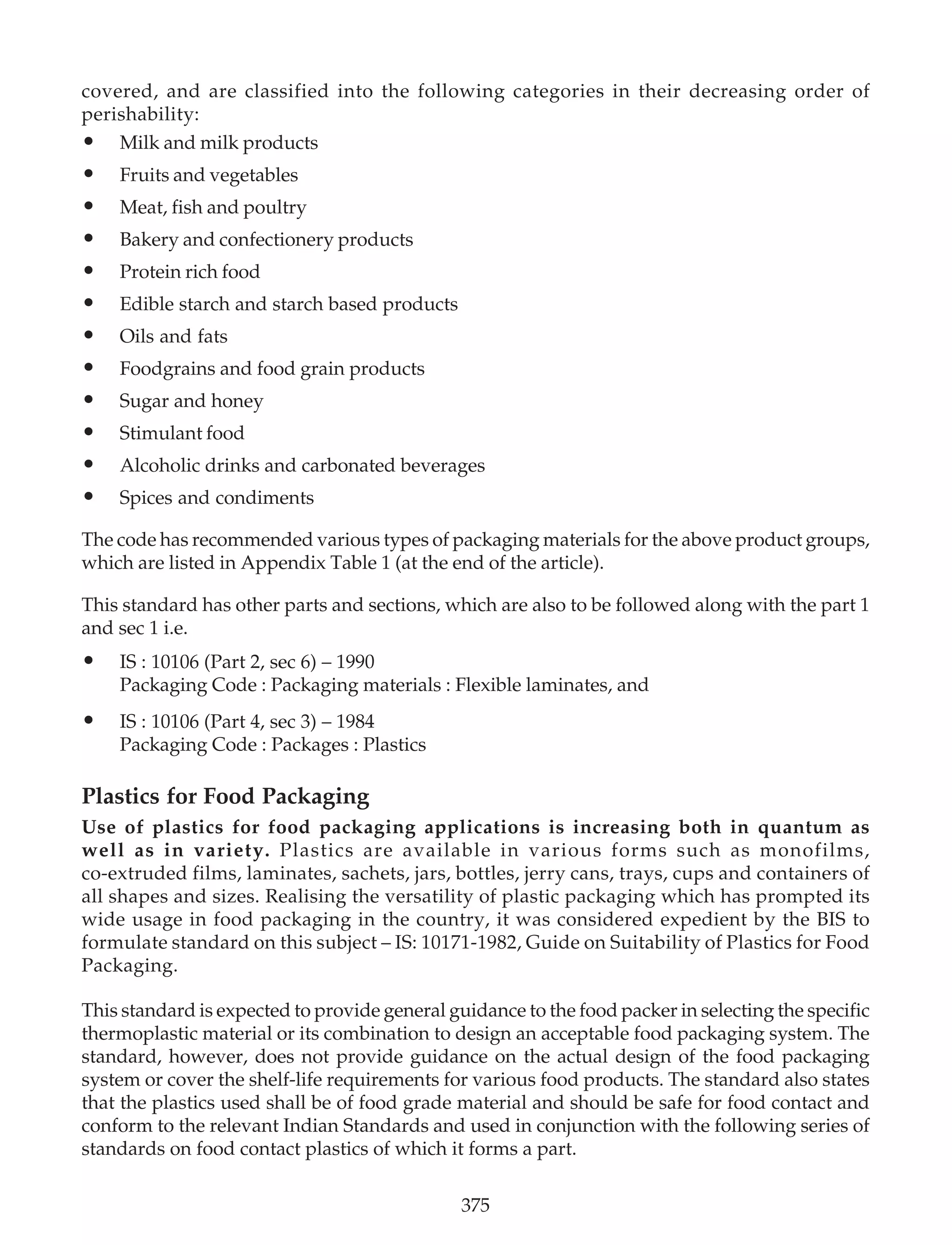 Standard for plastics for food packaging | PDF