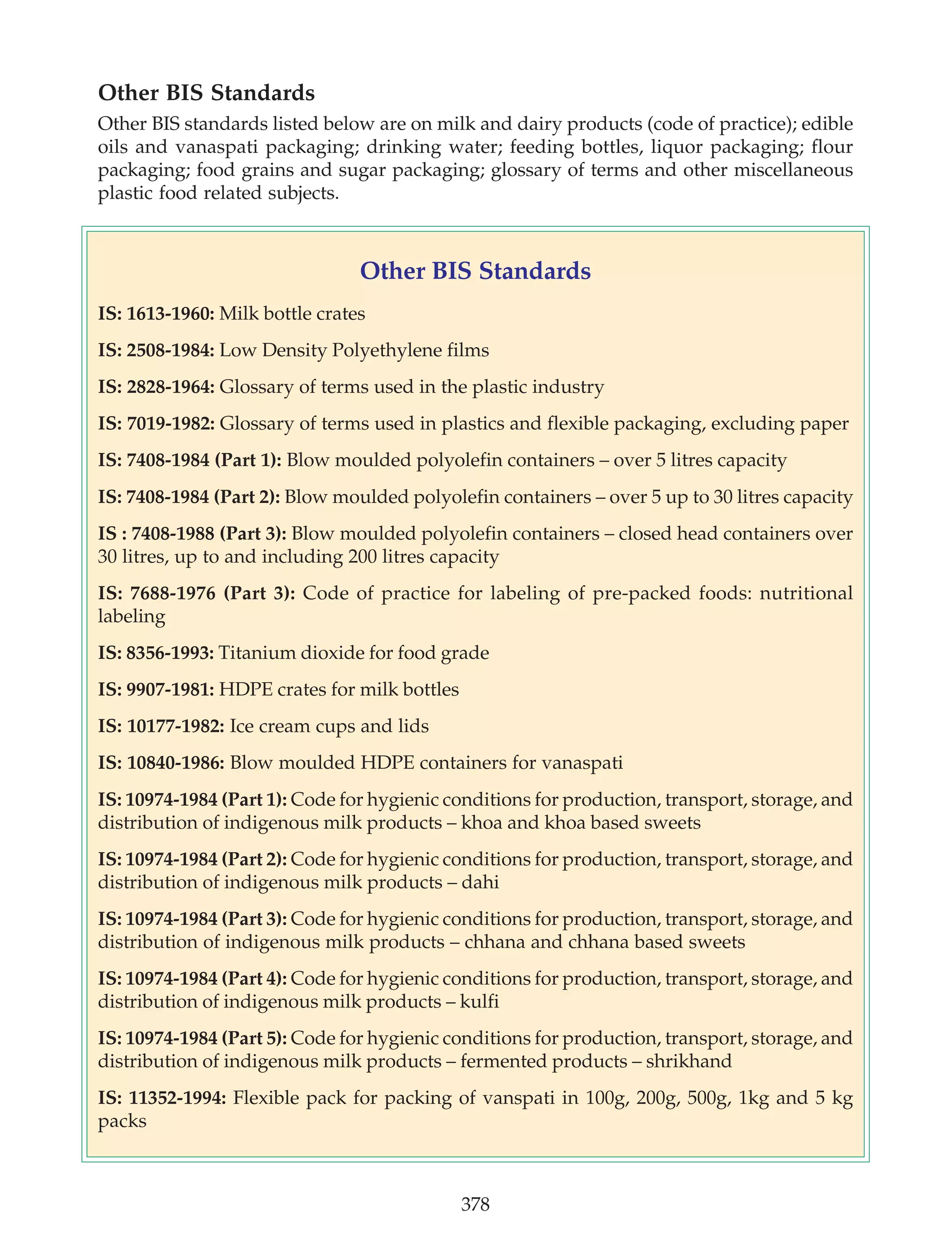 Standard for plastics for food packaging | PDF