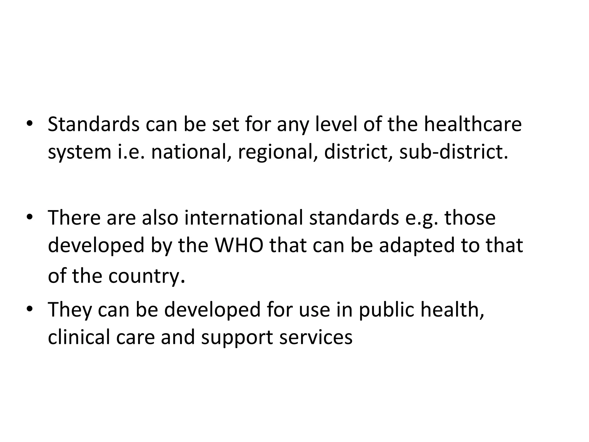 Standard guidelines for different types of health services | PPTX