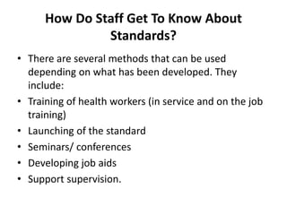 Standard guidelines for different types of health services | PPTX