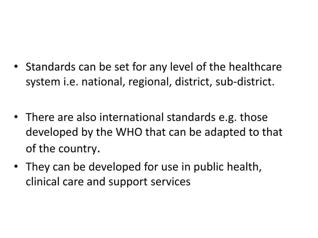 Standard guidelines for different types of health services | PPTX ...