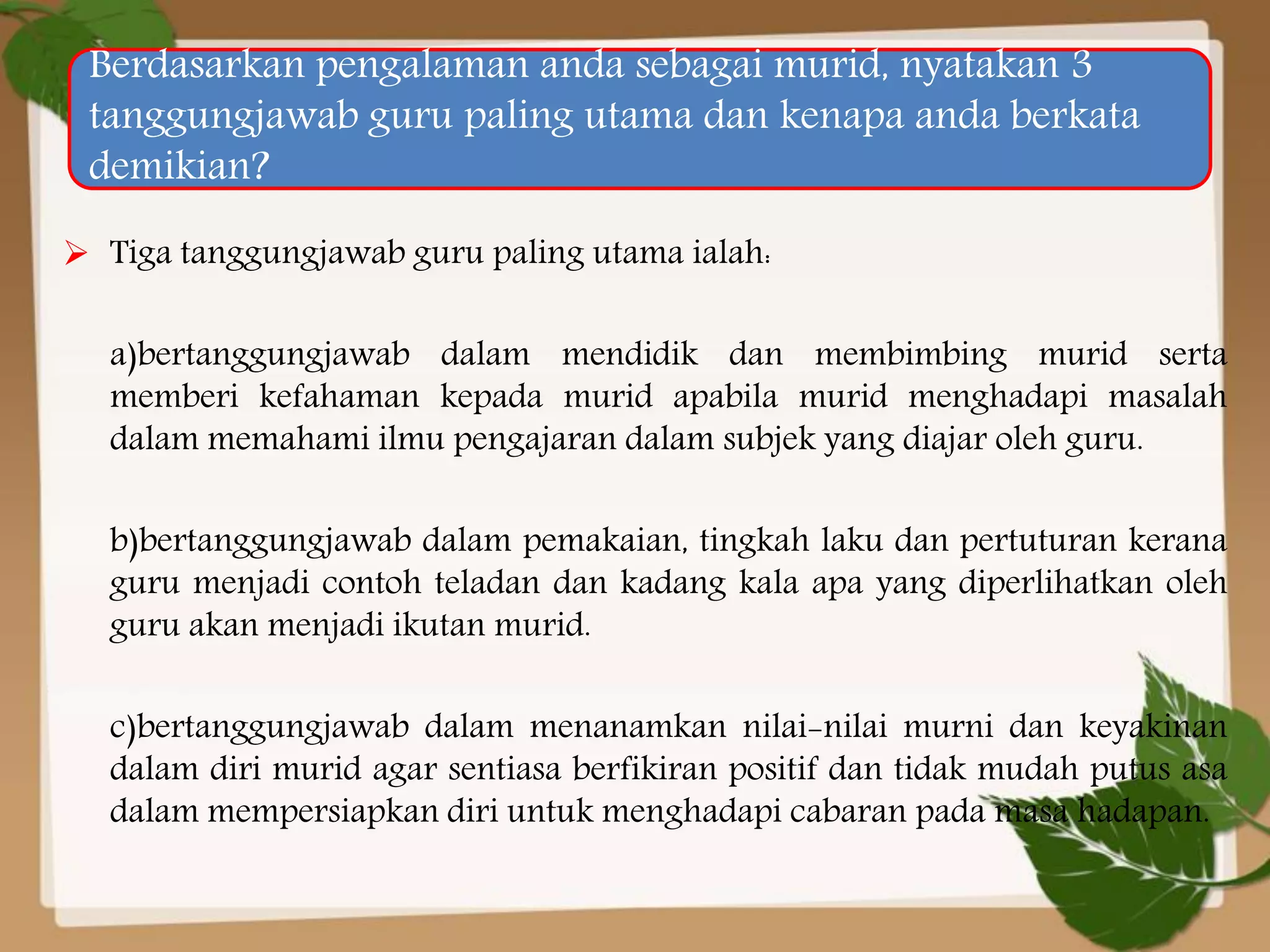 Standard guru malaysia (tanggungjawab) | PDF