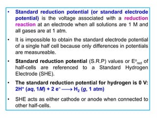 Standard Hydrogen Electrode SHE explaination | PPT