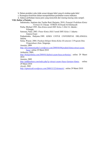 Standardisasi larutan na oh dan penentuan asam cuka perdagangan | DOCX